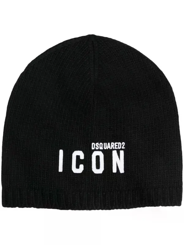 Dsquared2 Logo-embroidered Wool Beanie - Black
