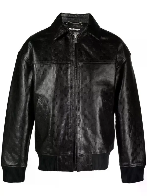MISBHV Monogram-jacquard Leather Jacket