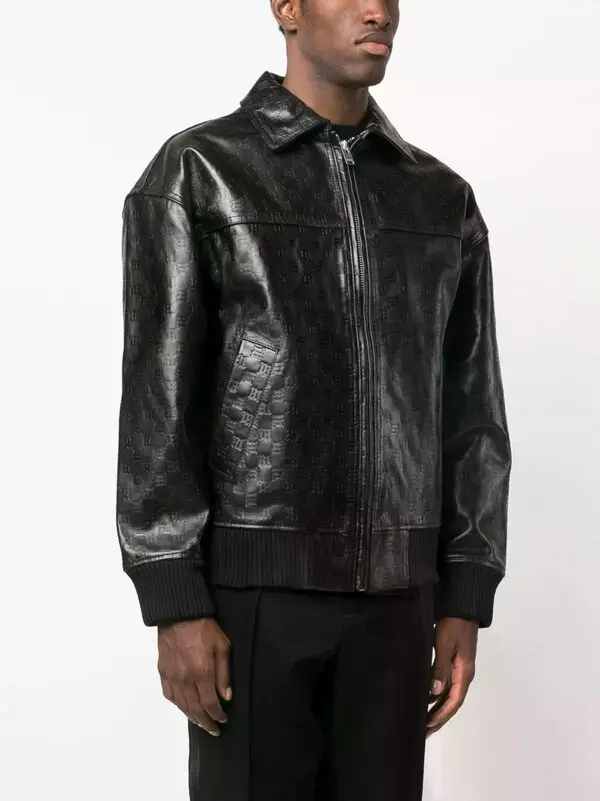 MISBHV Monogram-jacquard Leather Jacket