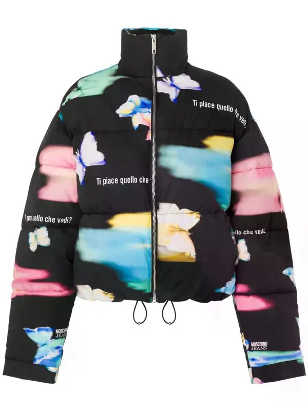 Moschino Graphic-print Puffer Jacket - Black