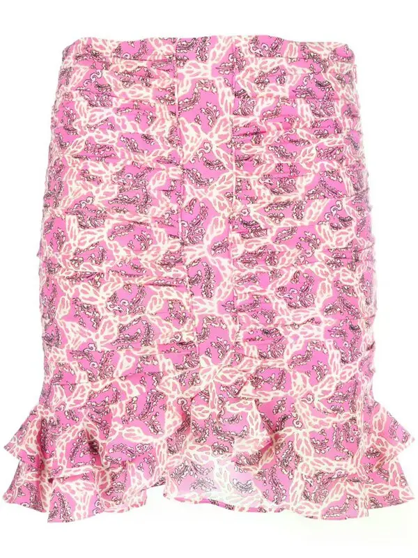 Isabel Marant Étoile Milendi Abstract-print Ruched Miniskirt - Pink