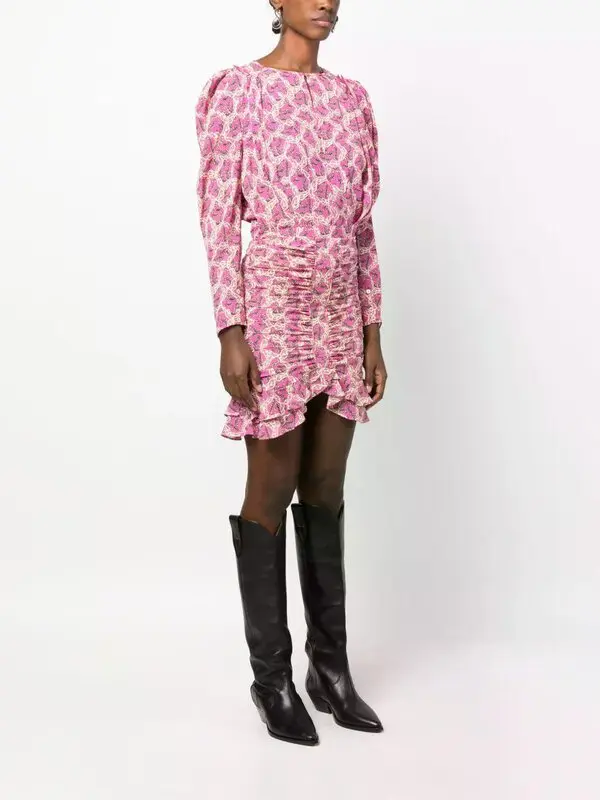 Isabel Marant Étoile Milendi Abstract-print Ruched Miniskirt - Pink