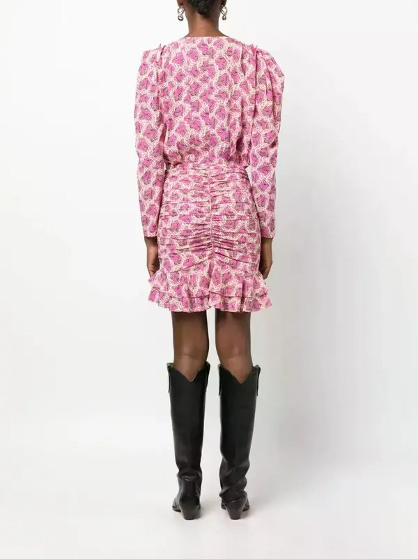 Isabel Marant Étoile Milendi Abstract-print Ruched Miniskirt - Pink