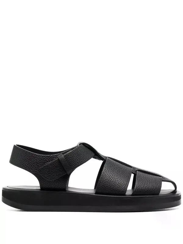 THE ROW Fisherman Leather Sandals - Black
