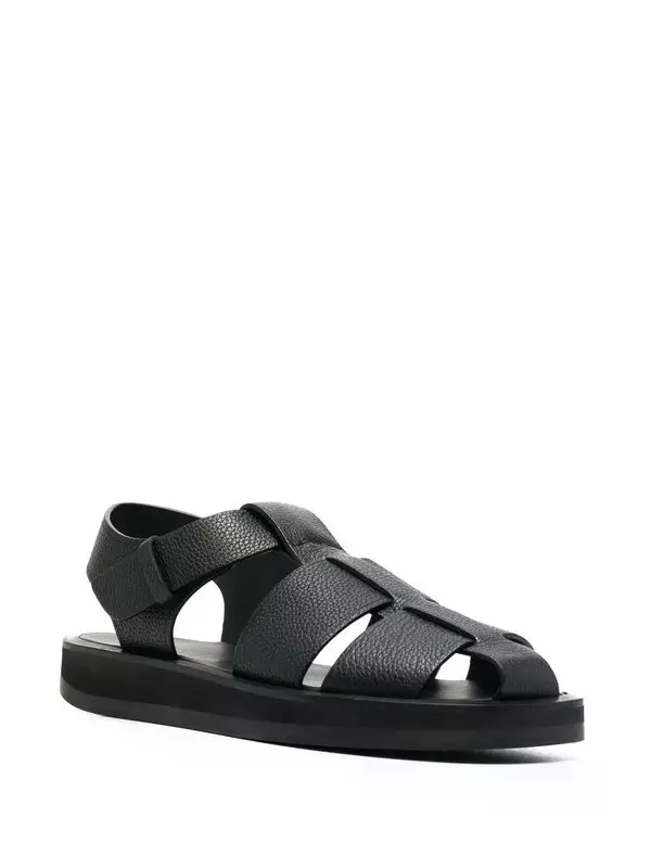 THE ROW Fisherman Leather Sandals - Black