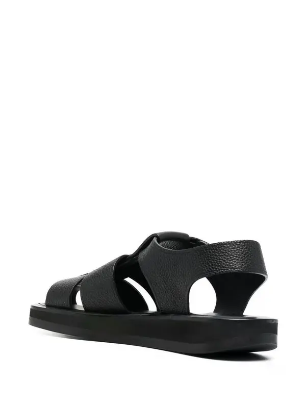 THE ROW Fisherman Leather Sandals - Black