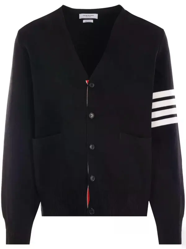 Thom Browne Stripe-detail Cotton Cardigan - Black