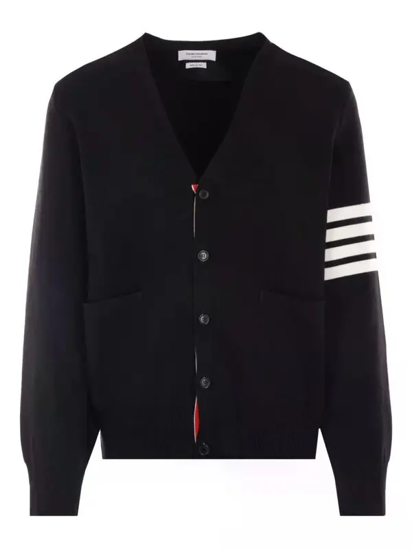 Thom Browne Stripe-detail Cotton Cardigan - Black