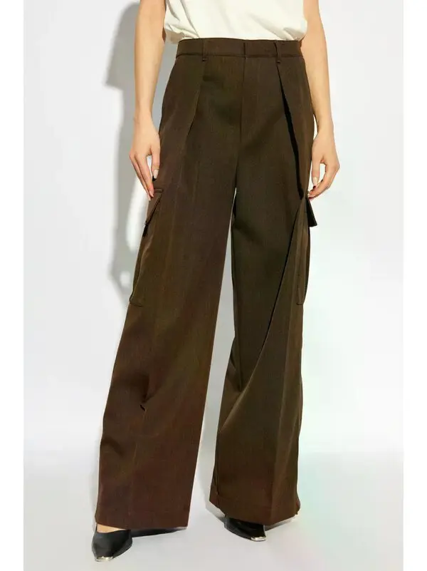 Burberry Pleat-detail Wool Cargo Trousers