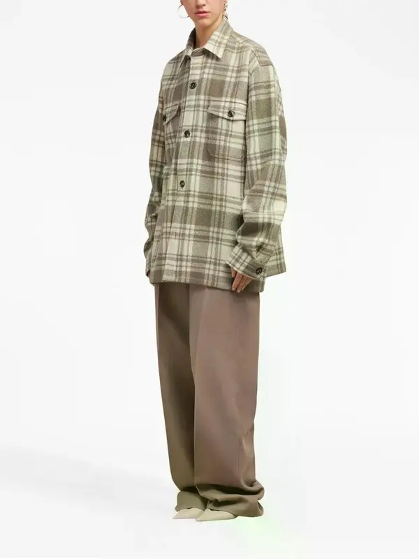 AMI Paris Plaid Wool Shirt Jacket - Neutrals
