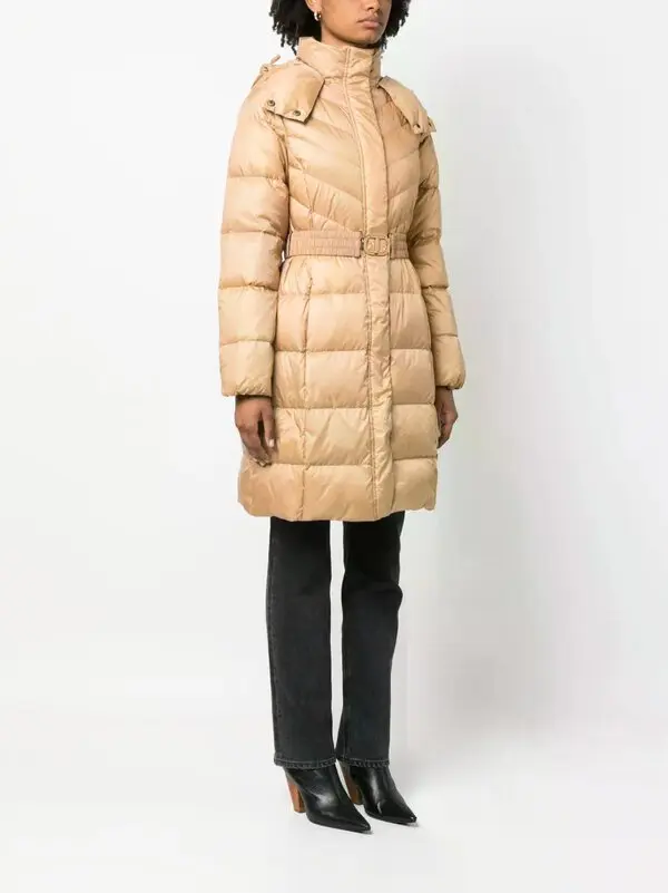 TWINSET Hooded Belted Puffer Coat