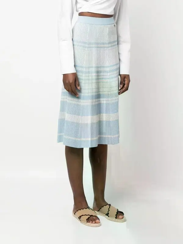 Elisabetta Franchi Striped Ribbed Midi Skirt
