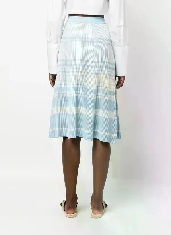 Elisabetta Franchi Striped Ribbed Midi Skirt