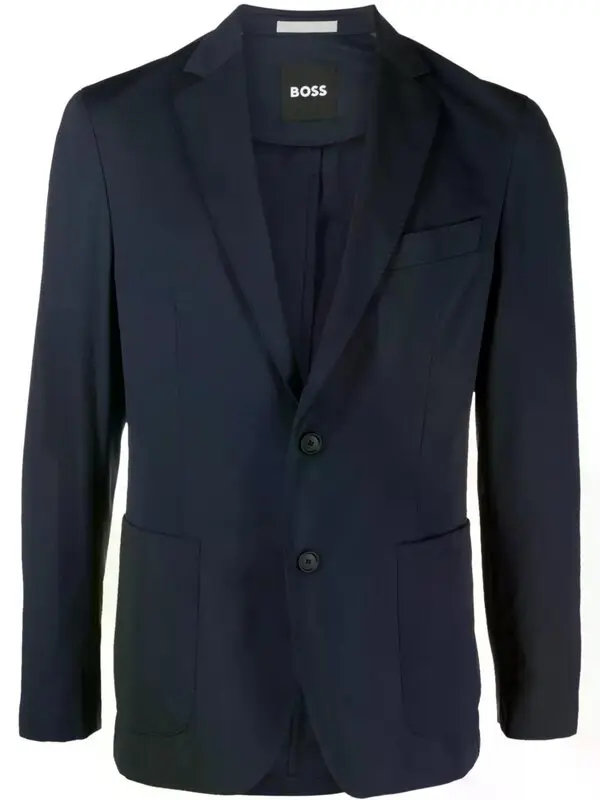 BOSS Notched-lapels Single-breasted Blazer - Blue