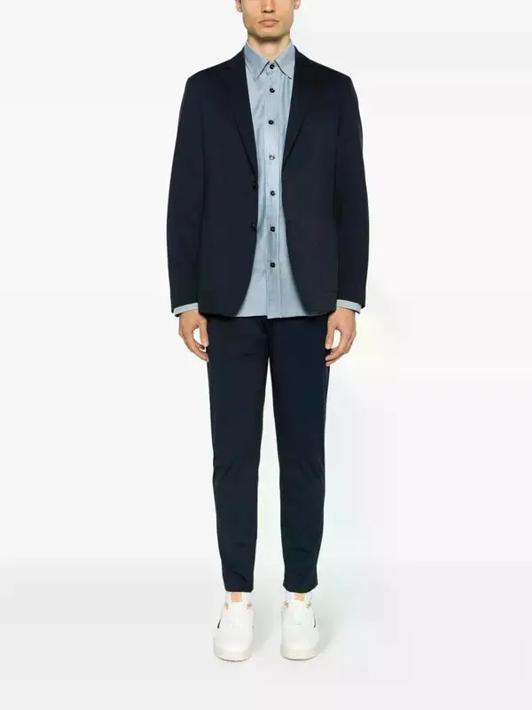 BOSS Notched-lapels Single-breasted Blazer - Blue