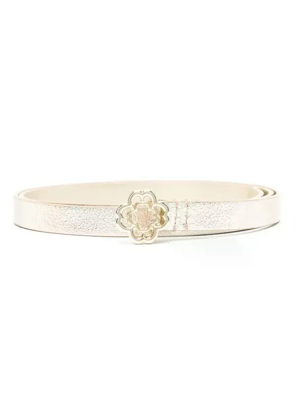 Maje Clover Slim Leather Belt - Gold