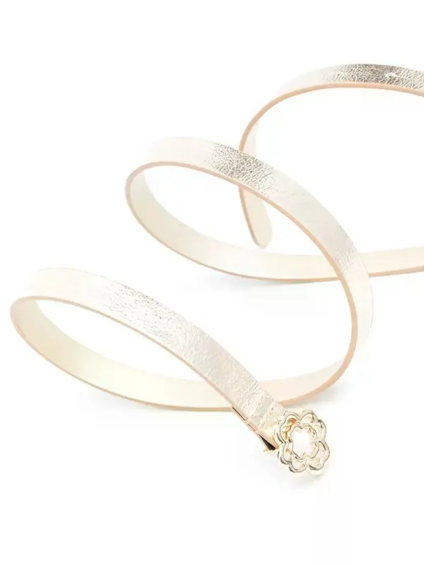 Maje Clover Slim Leather Belt - Gold