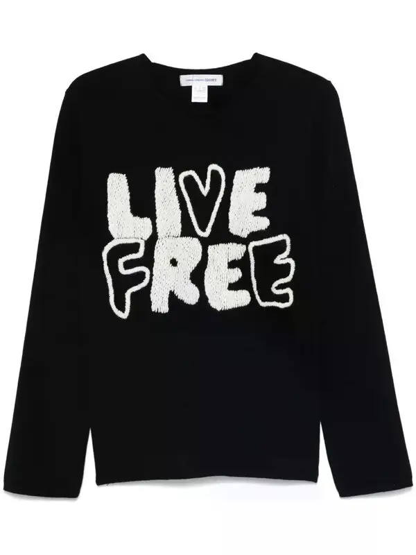 Comme Des Garçons Live Free-embroidered Sweater - Black