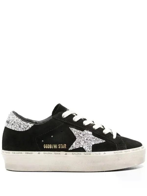 GOLDEN GOOSE Hi Star Suede Sneakers With Glitter Star Detail