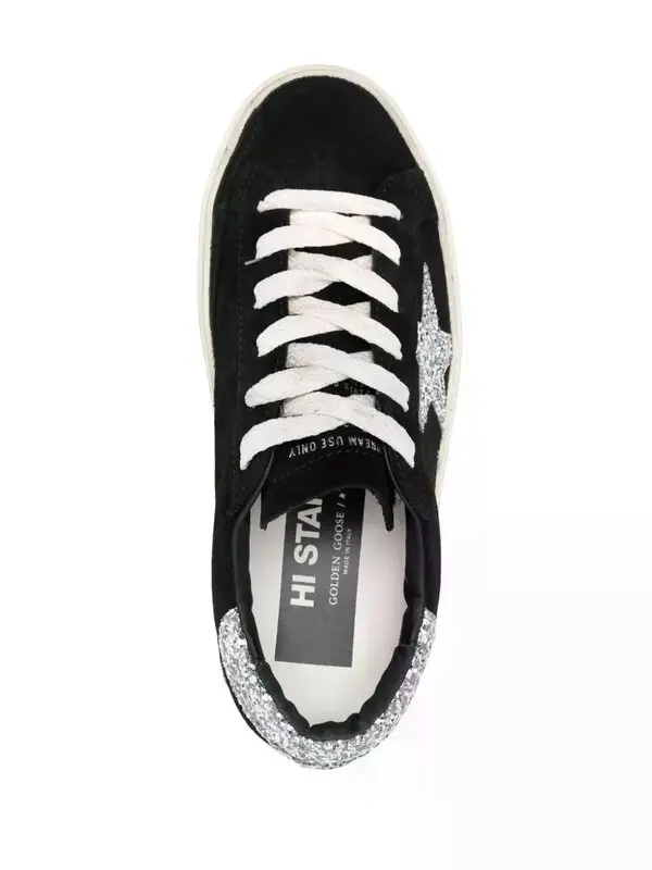 GOLDEN GOOSE Hi Star Suede Sneakers With Glitter Star Detail