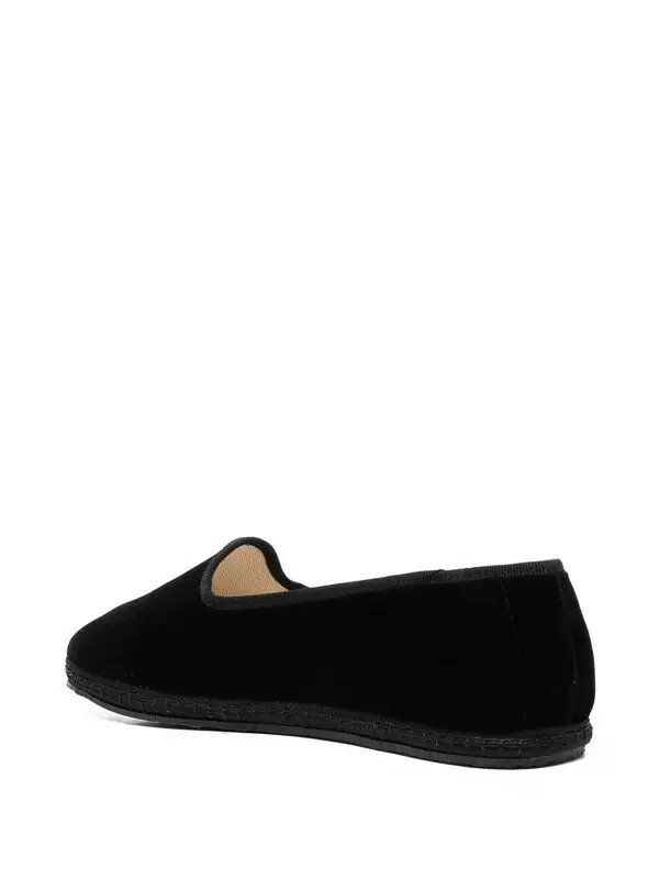 SCAROSSO Valentina Velvet Slip-on Loafers - Black