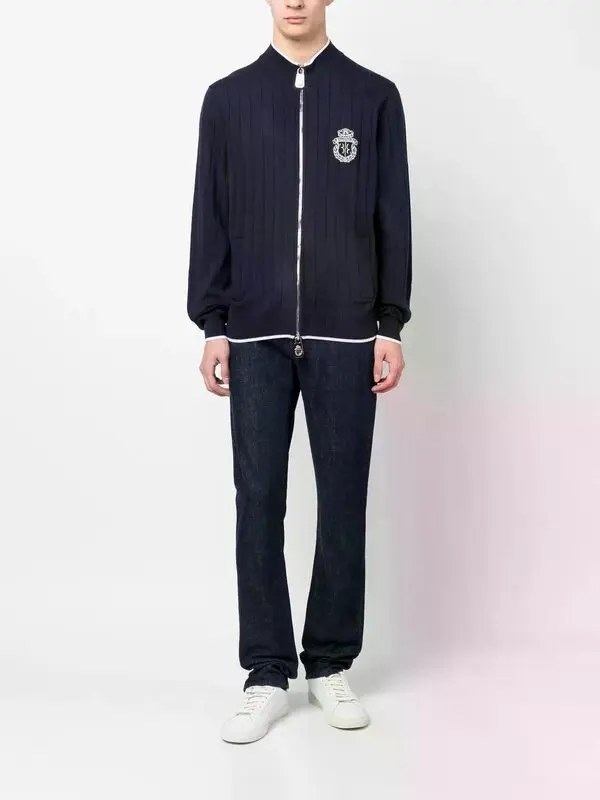 BILLIONAIRE Logo-embroidered Ribbed-knit Pullover