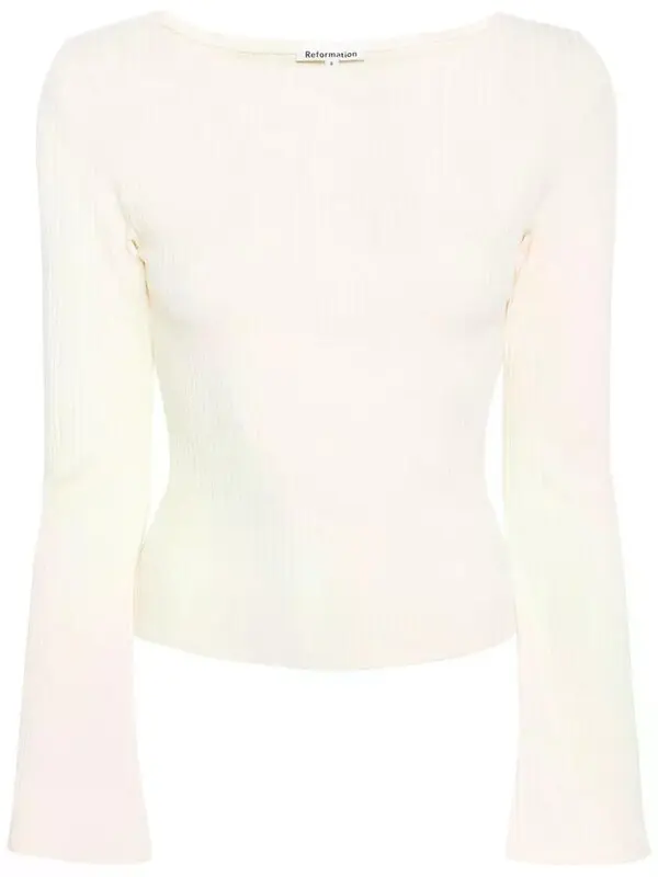 REFORMATION Miller Ribbed Top - Neutrals