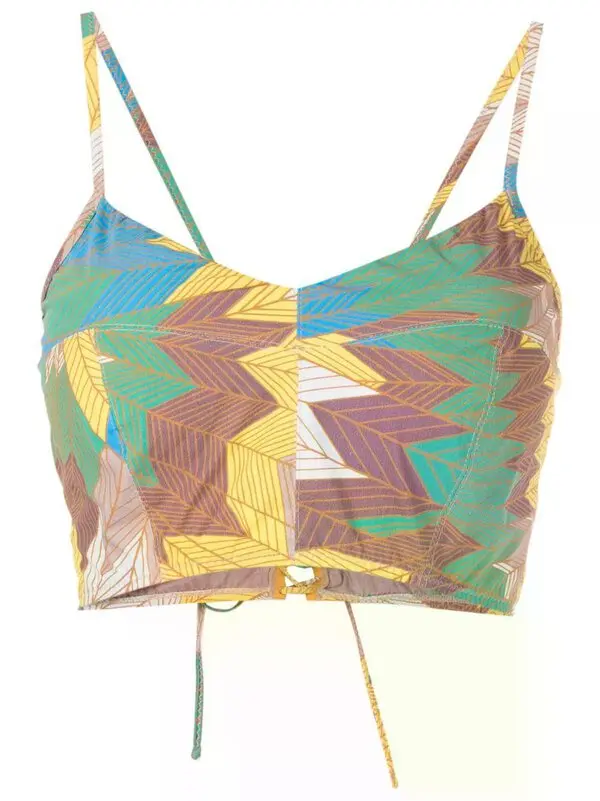 AMIR SLAMA Arrow-print Cropped Cami Top - Multicolour