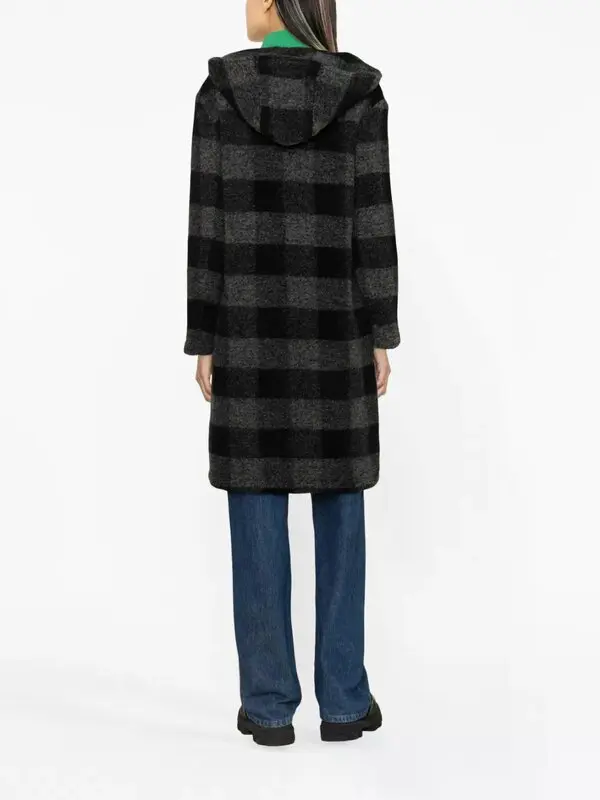 Woolrich Checked Hooded Wool-blend Coat