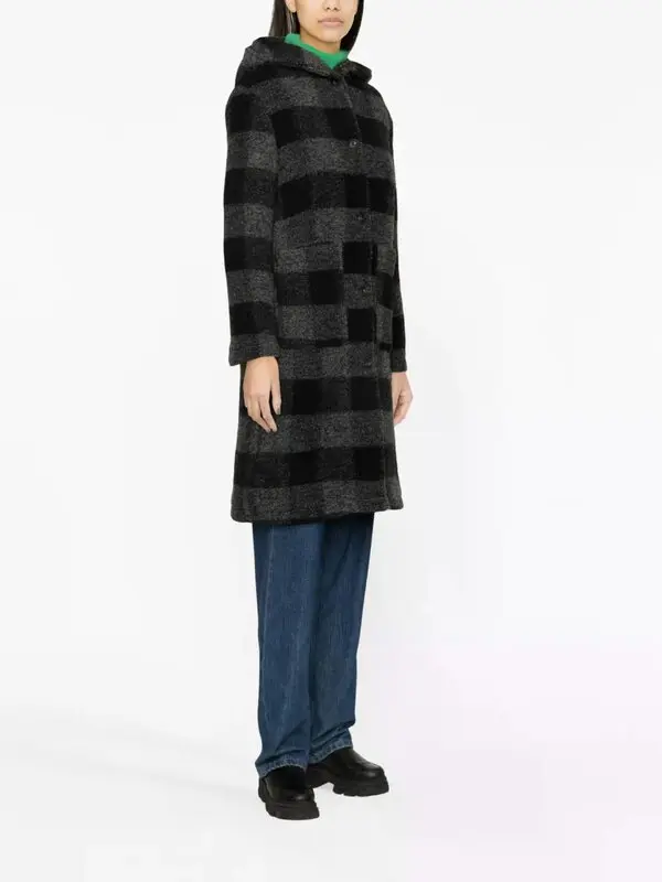 Woolrich Checked Hooded Wool-blend Coat