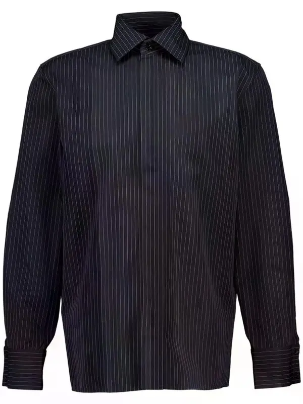 Saint Laurent Cassandre Striped Shirt - Black