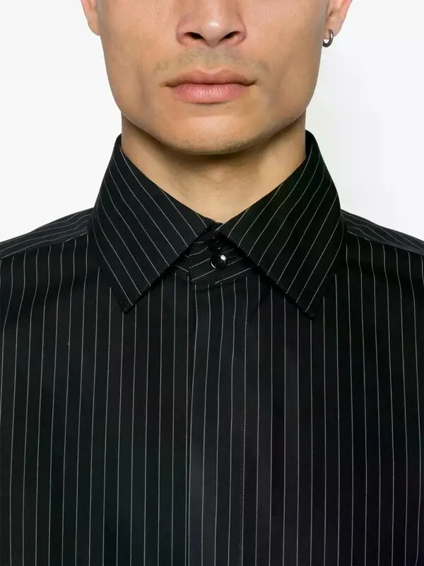Saint Laurent Cassandre Striped Shirt - Black