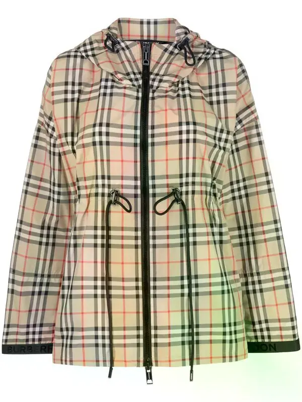 Burberry Plaid Hooded Jacket - Neutrals