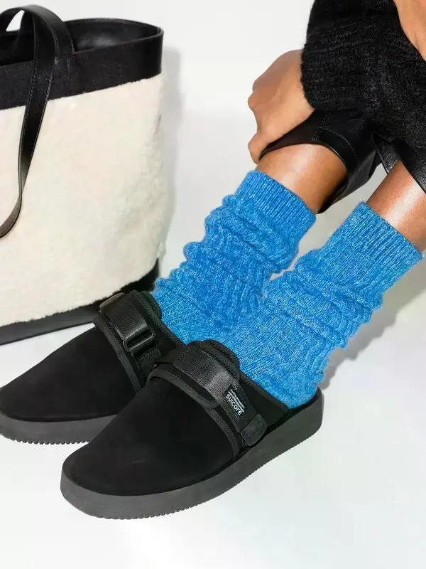 Suicoke Zavo Suede Slip-on Mules - Black