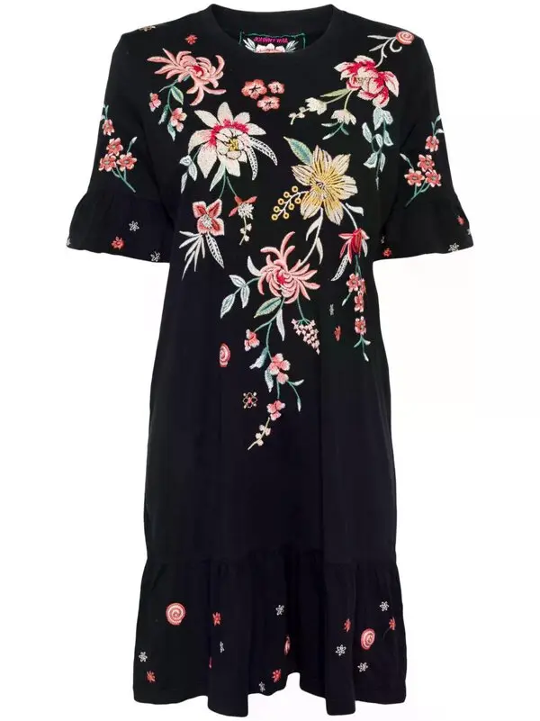 Johnny Was Ruffle-sleeve Knit Mini Dress