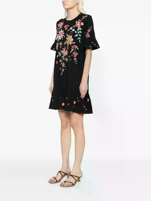 Johnny Was Ruffle-sleeve Knit Mini Dress