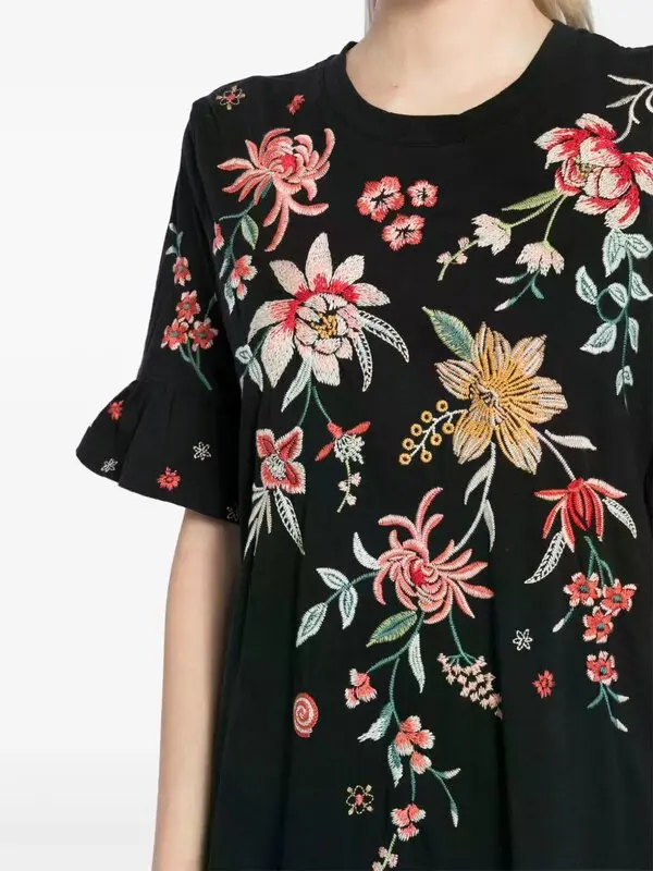 Johnny Was Ruffle-sleeve Knit Mini Dress