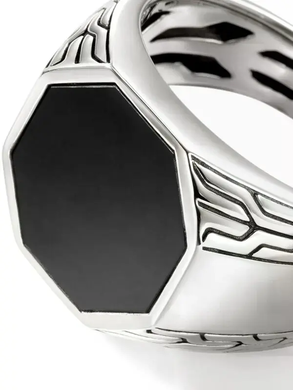 John Hardy Sterling Black Onyx Signet Ring