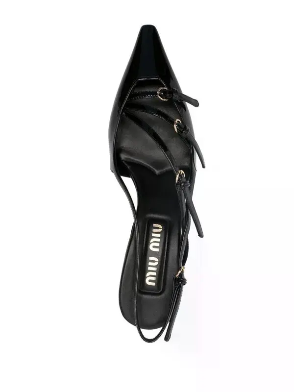 Miu Miu Buckle-embellished Slingback Pumps - Black