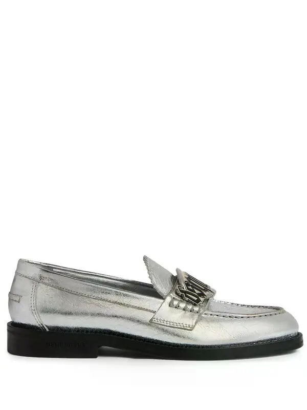 Dsquared2 Gothic Metallic-finish Leather Loafers - Silver