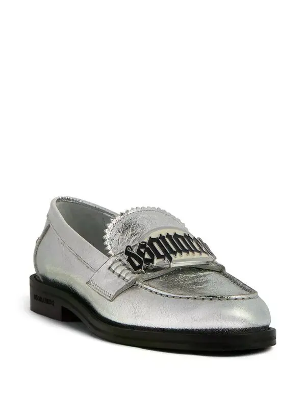 Dsquared2 Gothic Metallic-finish Leather Loafers - Silver