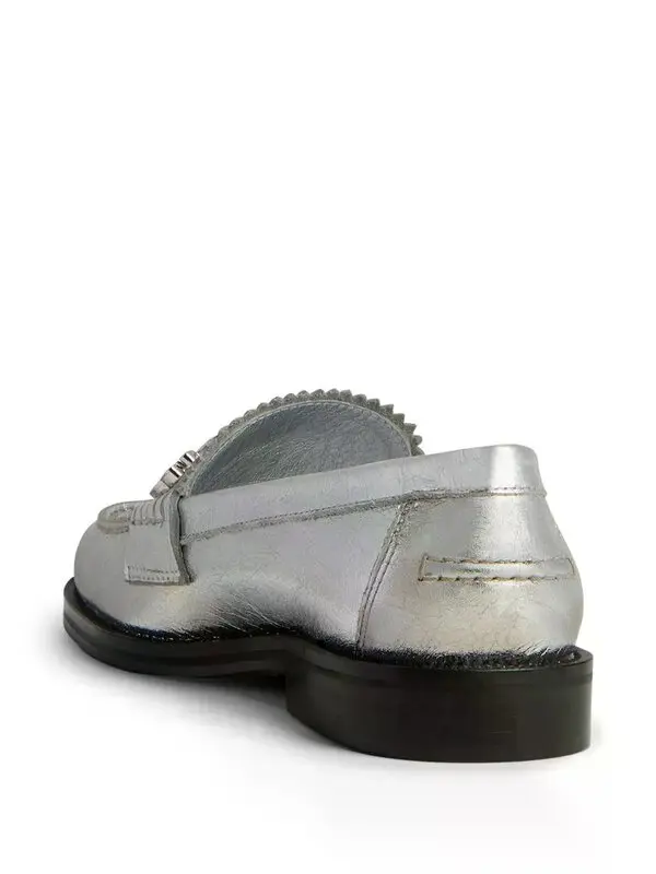 Dsquared2 Gothic Metallic-finish Leather Loafers - Silver