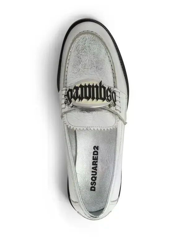 Dsquared2 Gothic Metallic-finish Leather Loafers - Silver