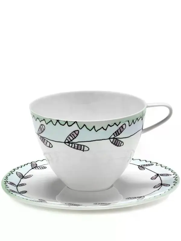 SERAX X Marni Midnight Flowers Cappuccino Cup And Saucer - White