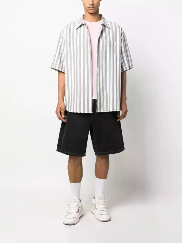 Carhartt Work In Progress Logo-patch Wide-leg Denim Shorts