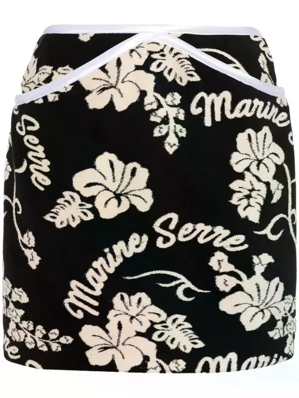 MARINE SERRE Jacquard Mini Skirt - Black
