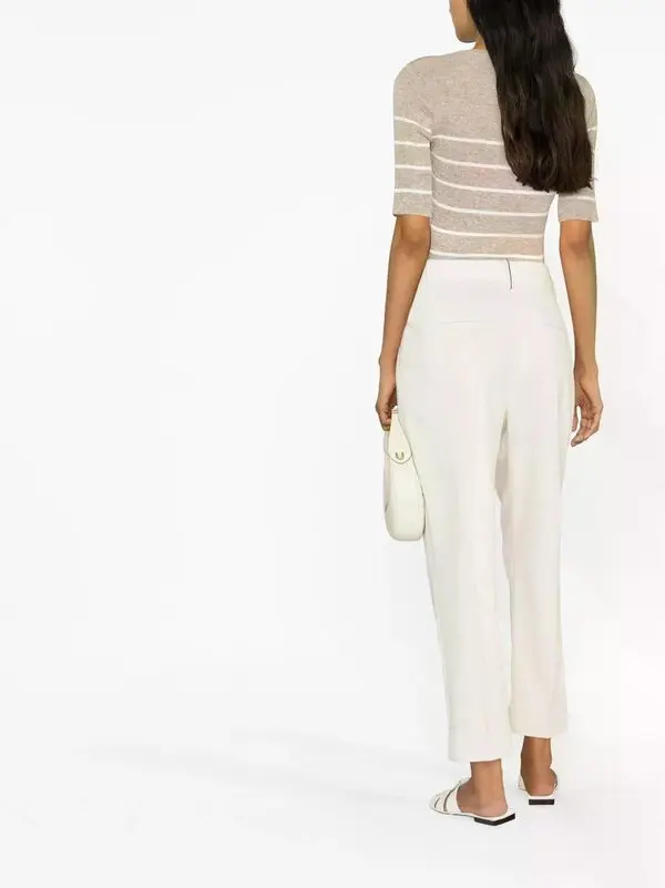 Brunello Cucinelli High-waisted Cropped Tailored Trousers