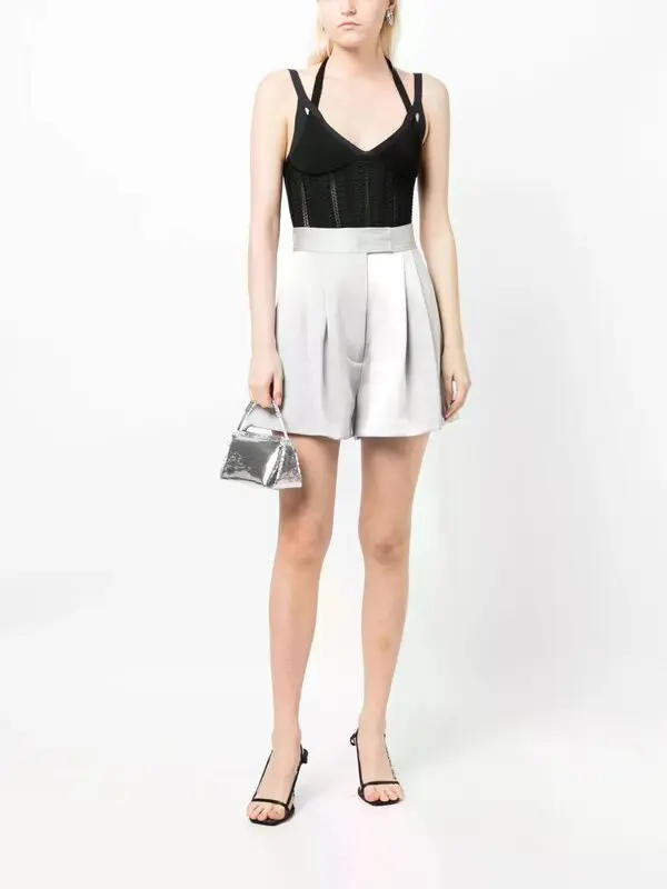 Alex Perry Pleated High-waisted Shorts