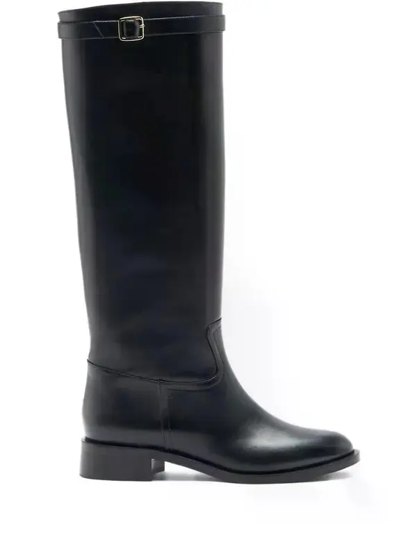 SCAROSSO Knee-high Leather Boots - Black