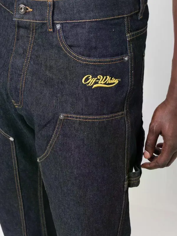 Off-White Contrast-stitching Straight Jeans